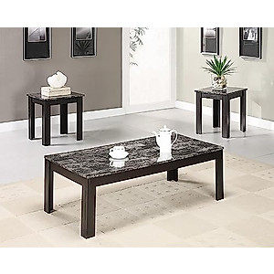 Coaster Home Furnishings Silas 3-piece Faux-marble Top Occasional Table Set Black