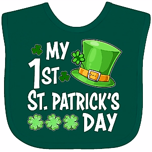 inktastic My 1st St. Patrick's Day Green Top Hat and Clovers Baby Bib Green 39cb3