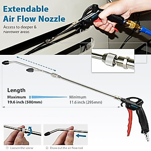 FIRSTINFO A18525US Air Duster Blow Gun with 11.6~19.6 Inch (295~500mm) Adjustable/Extendable Air Flow Nozzle Dust Blower Cleaner (Extendable)