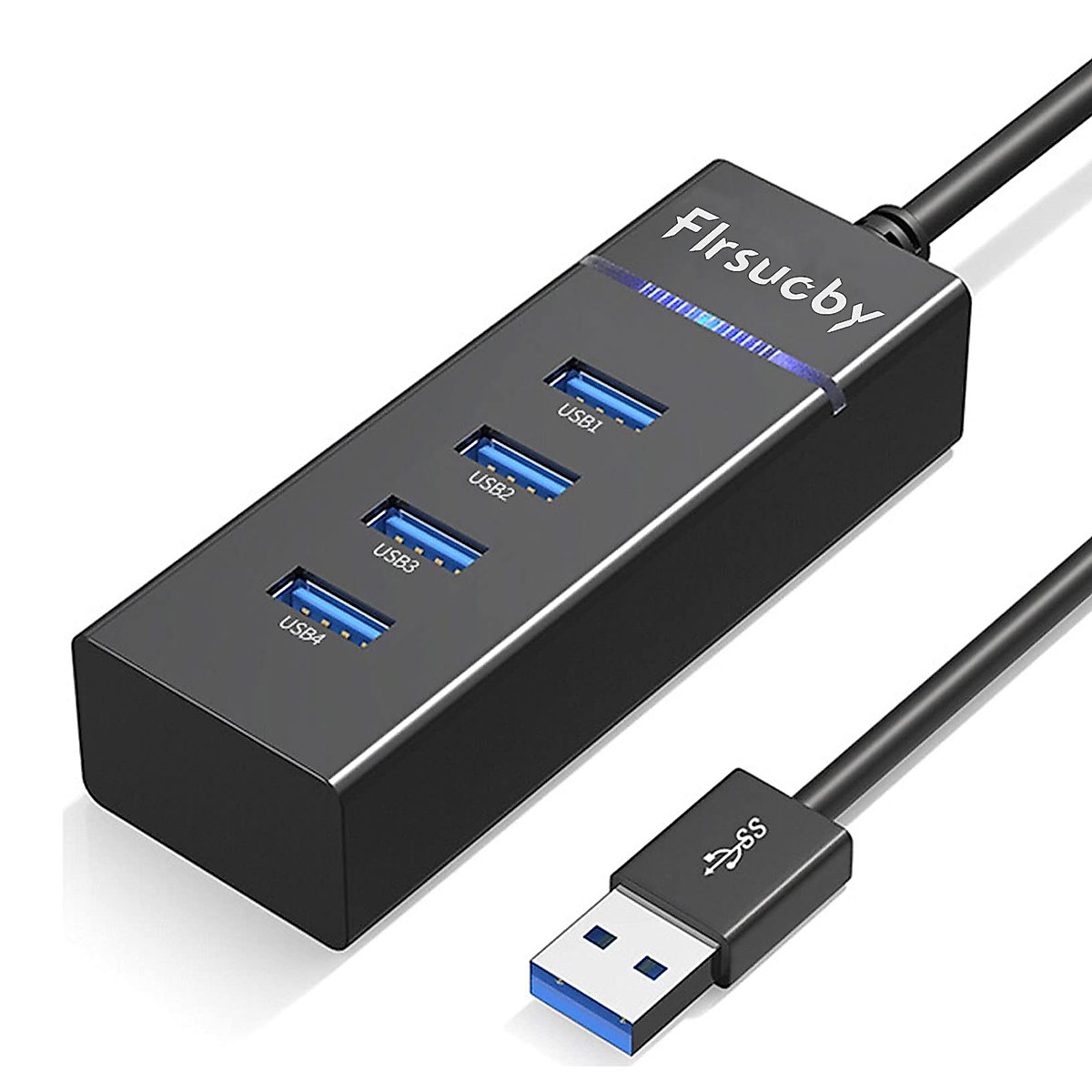 USB Hub 3.0 Flrsucby 4 Port USB 3.0 Hub with 1ft USB Splitter Cable Multi USB Port Expander, USB Hub for Laptop, PC, Mac, Printer, Mobile HDD, USB Flash Drive, School or Business Computer Accessories