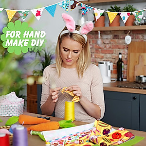 70 Pcs Spring Jelly Fabric Patchwork Roll, 2.55 Inch Easter Fabric Quilting Strips Roll up Jelly Fabric Patchwork Fabric Bundles for Holiday Quilters and Sewing DIY Crafts