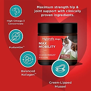 Hyland's Naturals - Dogs - Max Mobility, 90 Soft Chews, Supports Joint Health, Mobility & Flexibility, with Organic Turmeric Root, Glucosamine & Chondroitin, BBQ Chicken Flavor