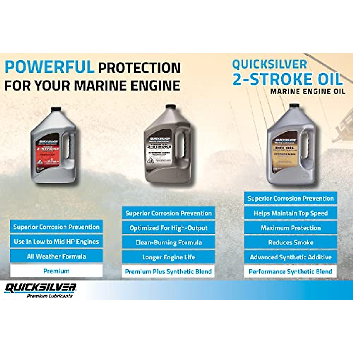 Quicksilver Premium 2-Stroke Engine Oil – Outboards, PWCs, Snowmobiles and Motorcycles - 1 Pint
