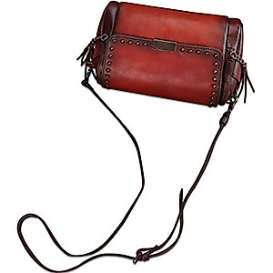 Genuine Leather Crossbody Purse for Women Vintage Handmade Satchel Top Handle Convertible Handbag Shoulder Bag (Red)