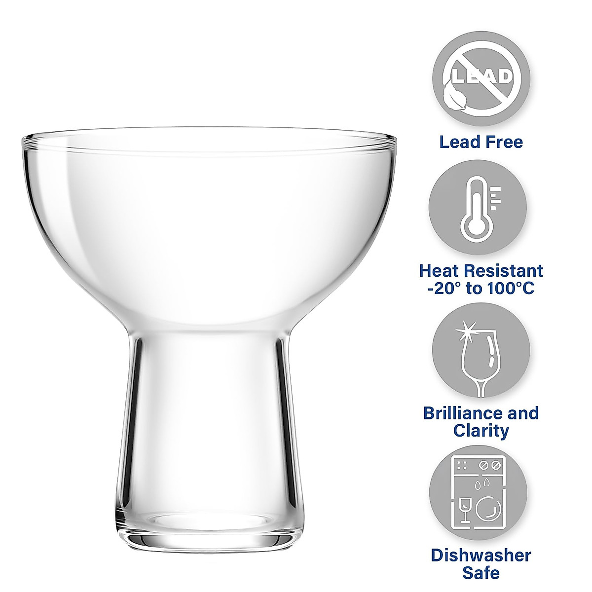 LEYU Stemless Margarita Glasses Set of 4, 11oz Margarita Glass for Frozen Cocktail, Mixed Drinks, Martini, Wine Glasses Set, Hand-Blown Glass Cups-Clear