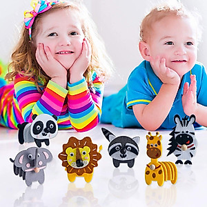 Animals Craft Kit - Educational Toys for Kids, Felt Craft Kit Including 6 Wild Friends, Elephant Zebra Panda Lion Raccoon Giraffe, DIY Activity Birthday Gifts for Boys & Girls Ages 3 4 5 6 and Up