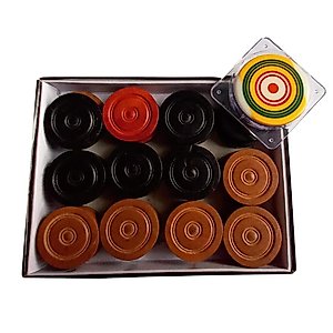 Carrom Board Wood Coins 24-Coins 1-Striker Used in International Carrom Tournament 100% Original