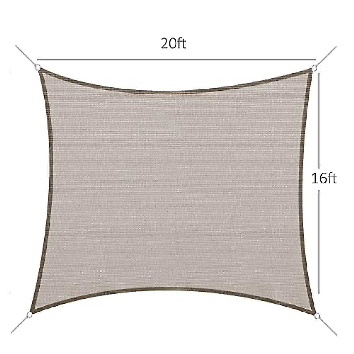 Outsunny 16' x 20' Sun Shade Sail Canopy, Rectangle UV Block Awning for Patio Garden Backyard Outdoor, Brown