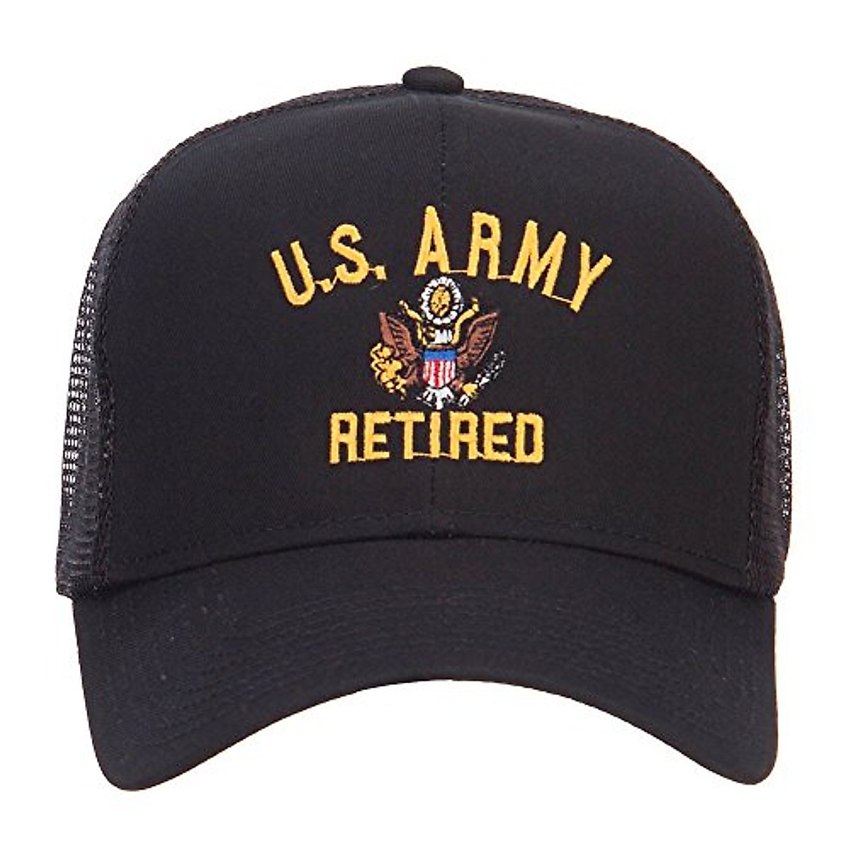 e4Hats.com US Army Retired Military Embroidered Mesh Cap - Black OSFM