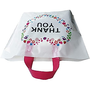 inkalfa 24 Pcs Beige Thank You Bags,Gift Bags with Soft Loop Handle,Plastic Bags Boutique Bags,Size:15"x12"x3"（38 * 30 * 8CM 2.8 Mil.