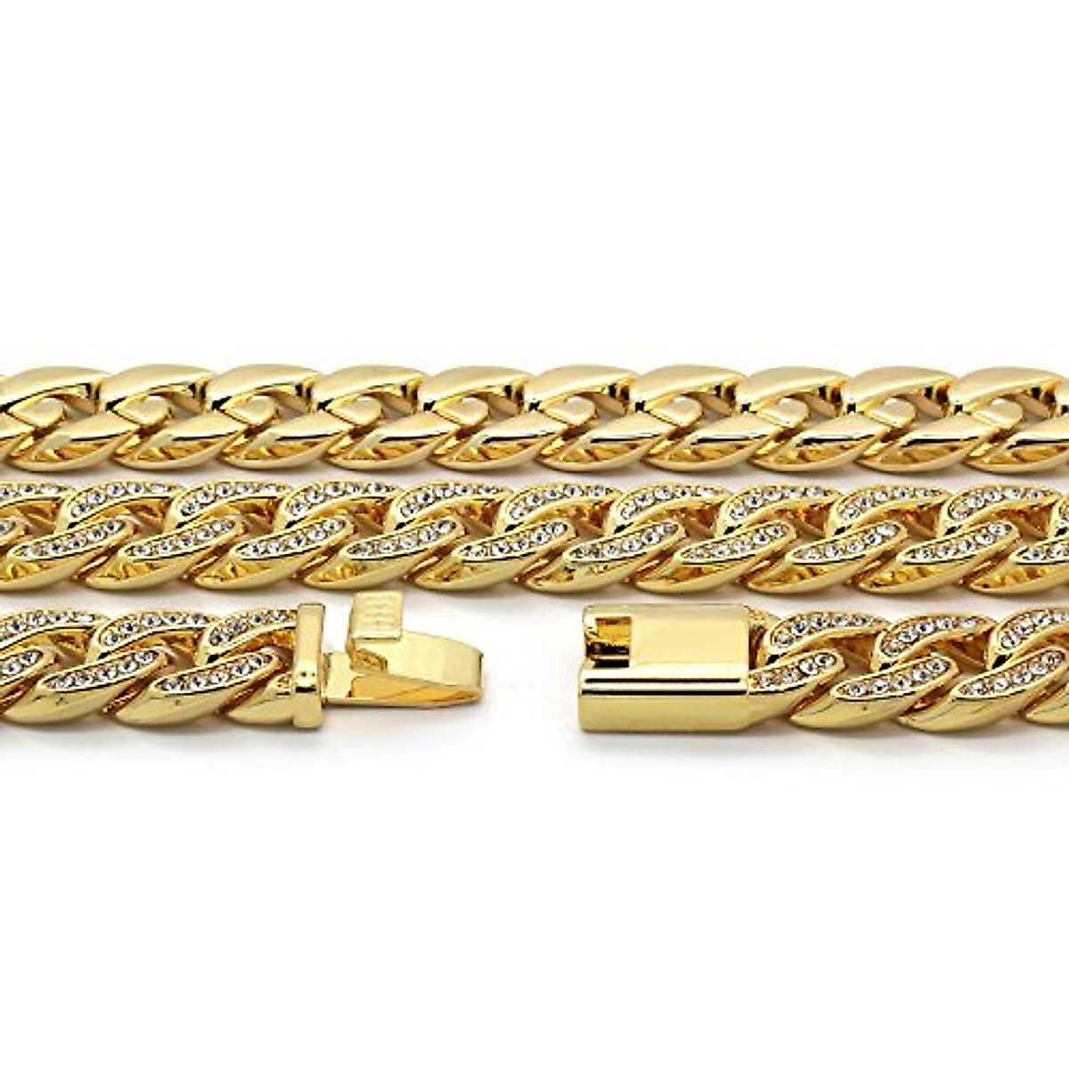 Mens Gold Plated Large Round Crown Pendant with 30" 12MM Cuban Chain Necklace/Bracelet