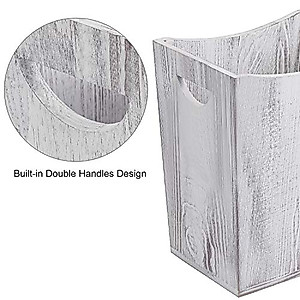 LIANTRAL Wood Trash Can, Office Trash Can, Rustic Farmhouse Style Wastebasket Bin for Bathroom, Office, Bedroom, Living Room, Bathroom Trash Can, Trash Can Bedroom, Rustic Gray