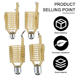 BESPORTBLE 4pcs Fishing Bait Cage Iron Head Bait Cage Crawdad Fishing Lures Fishing Feeder Basket Minnow Bucket Carp Feeder Holder Fishing Basket Fishing Bait Fishing Cage to Feed