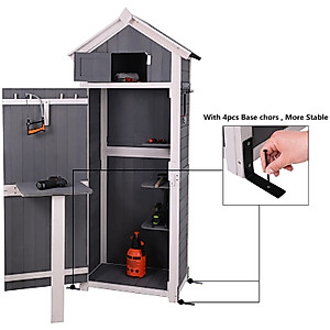 B BAIJIAWEI Garden Storage Shed - Garden Tool Storage Cabinet - Lockable Wooden Storage Sheds Organizer for Home, Yard, Outdoor