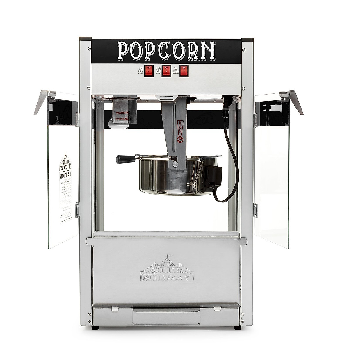 Olde Midway Commercial Popcorn Machine Maker Popper with Large 12-Ounce Kettle - Black