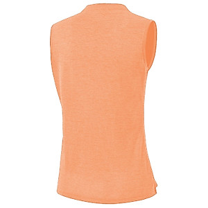 BGOWATU Women's Golf Polo Shirts Sleeveless Zip Up Collarless UPF 50+ Tennis T-Shirt Lightweight Quick Dry Light Orange M