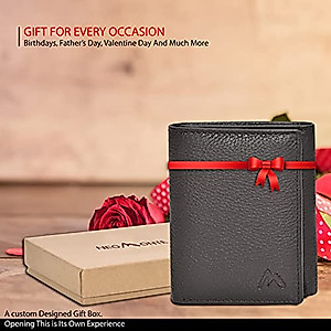 NeoMonte Handcrafted RFID Leather Wallet For Men, Sleek Trifold Front Pocket Wallet with 2 ID & 9 Cards Slots