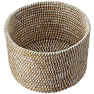 Creative Co-Op Whitewashed Woven Seagrass Lids (Set of 3 Sizes) Baskets, White