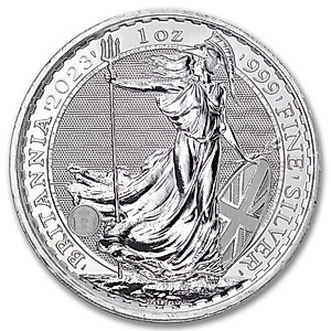 2023 Lot of (5) 1 oz British Silver Britannia Coins by the Royal Mint Brilliant Uncirculated with Certificates of Authenticity £2 BU