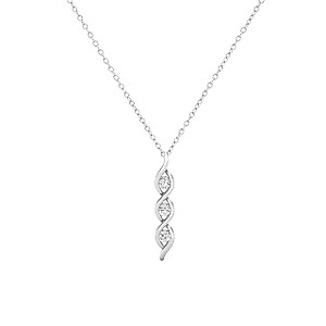 Dazzlingrock Collection Round White Diamond Ladies Twist 3 Stone Infinity Pendant 1/10 CT (0.10 ctw, Color I-J, Clarity I1-I2), 14K White Gold