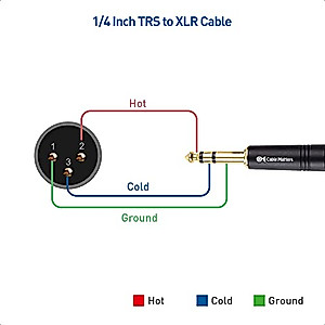 Cable Matters 6.35mm (1/4 Inch) TRS to XLR Cable 6 ft Male to Male (XLR to TRS Cable, XLR to 1/4 Cable, 1/4 to XLR Cable)