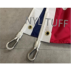 This 10x15 ft American Flag For Outside, 100% in USA Strongest, Longest Lasting, Heavy Duty Nylon, Embroidered Stars, Sewn Stripes, Brass Grommets Perfect for Outdoors! Premium US Flag