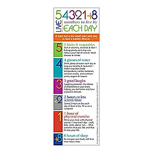 100 Nutrition Bookmarks for Kids | Live 54321+8 Bookmarks | 2 ½” x 7 ½”, 100 per Package, 2-Sided