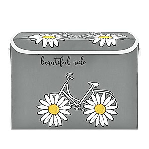 innewgogo Sunflower Bike Storage Bins with Lids for Organizing Collapsible Storage Cube Bin with Handles Oxford Cloth Storage Cube Box for Car