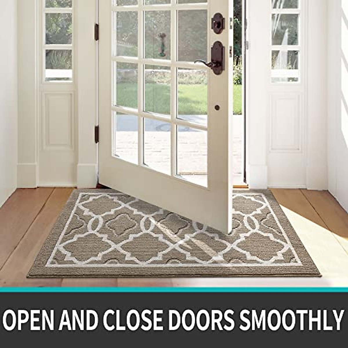 DEXI Indoor Door Mat, 36"x24" Non-Slip Low-Profile Entrance Rug, Absorbent Machine Washable Front Doormats for Back Door, High Traffic Areas, Sandrift Brown