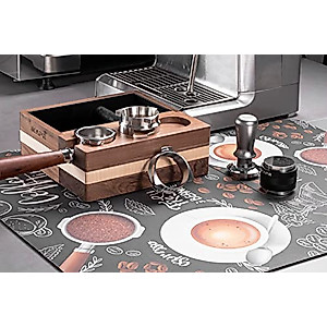 IKAPE Coffee Maker Mat, Dish Drying Coffee Mats for Kitchen Counter for Coffee Bar Accessories Protects Kitchen Countertops From Spills, Stains & Scratches - Can be Machine Washable (15.8” x 23.6”)