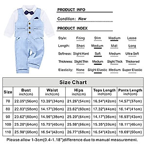 Marendyee Baby Boys' Suit Formal Outfits Long Sleeve Shirt Blue Plaid Vest Pants Gentleman Clothes Sets Wedding Photoshoot Infant Tuxedo 12-18 Months