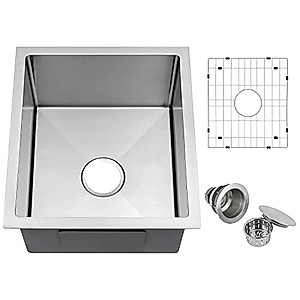 MILOSEN Bar Sink Undermount 17×19 Inch, Wet Bar Prep Kitchen Sink, Small RV Kitchen Sink Single Bowl, Small Stainless Steel Undermount Bar Sink