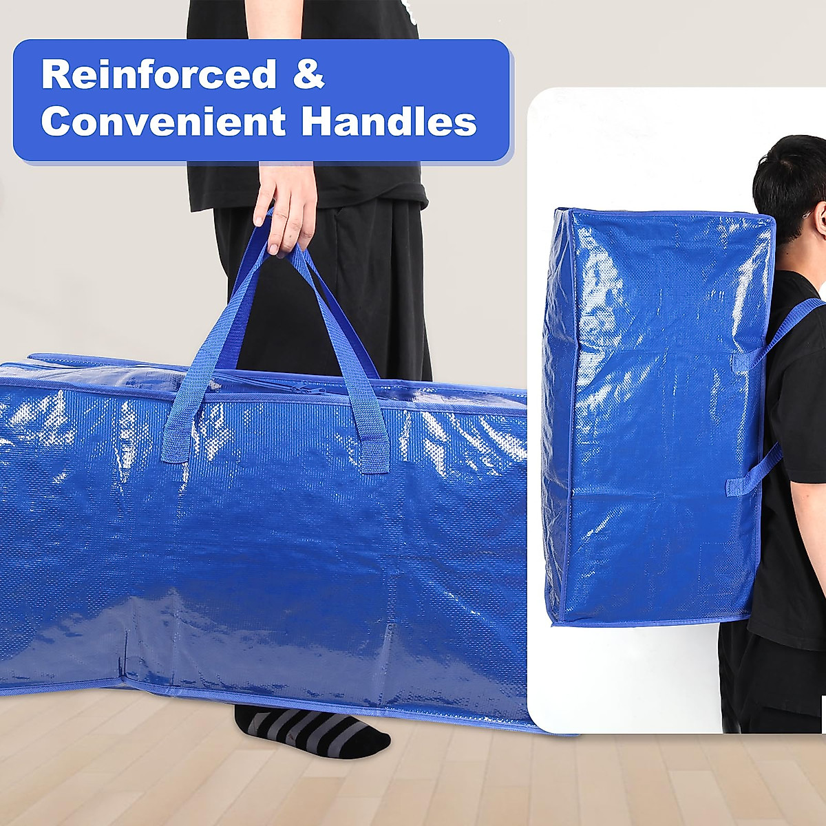 Clear Moving Bags - 20 Pack Extra Large Heavy Duty Storage Bags With Zipper & Reinforce Handles | 29x14x13 Inch Moving Tote Bags Bulk For Clothing, Shoes, Travel