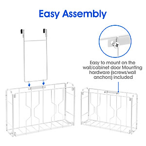 2 Pack- Simple Trending Over the Door/Wall Mount Cabinet Door Organizer Holder in Kitchen or Pantry for Cutting Board, Aluminum Foil, Cleaning Supplies, White