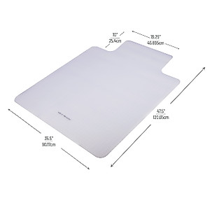 Mind Reader Office Chair Mat for Carpet, Under Desk Protector, Carpet Grips, Rolling, PVC, 47.5"L x 35.5"W x 0.125"H, Clear