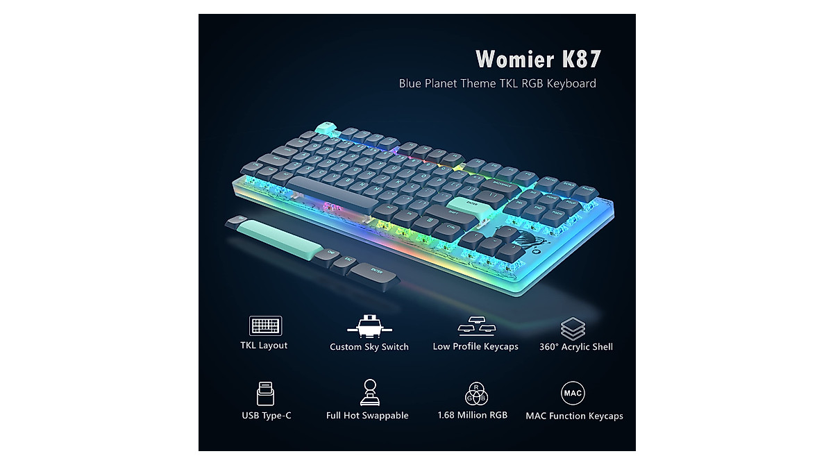Womier K87 75% Keyboard, TKL Mechanical Keyboard, Hot Swappable Mechanical Gaming Keyboard, RGB ...