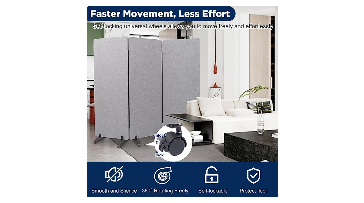 Portable Soundproof Room Divider with Wheels for Office & Studio