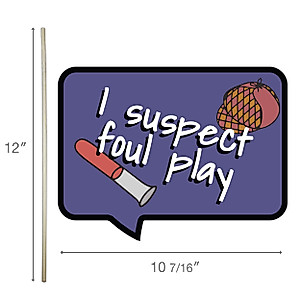 Murder Mystery Party Photo Booth Props - Top Secret Detective Spy-Themed Party Decorations - Funny Photography Supplies - Selfie Props with Sticks - 10pcs