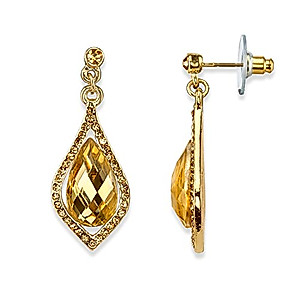 1928 Jewelry Gold-Tone Light Brown Caged Briolette Drop Earrings
