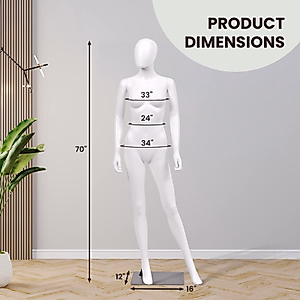 GOFLAME Female Mannequin Full Body, 69 Inches Realistic Mannequin Torso with Adjustable Postures & Detachable Body Parts, Sturdy Metal Base, Dress Model for Window Display, Exhibition, Drawing Office