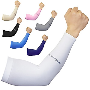 Arm Sleeve For Men & Women UV Sun Protection Cooling Arm Sleeves for Mens For Tattoo Cover Up Football Hiking Running Golfing Cycling Fishing Basketball Driving Gardening Golfing Fishing 1 Pair White