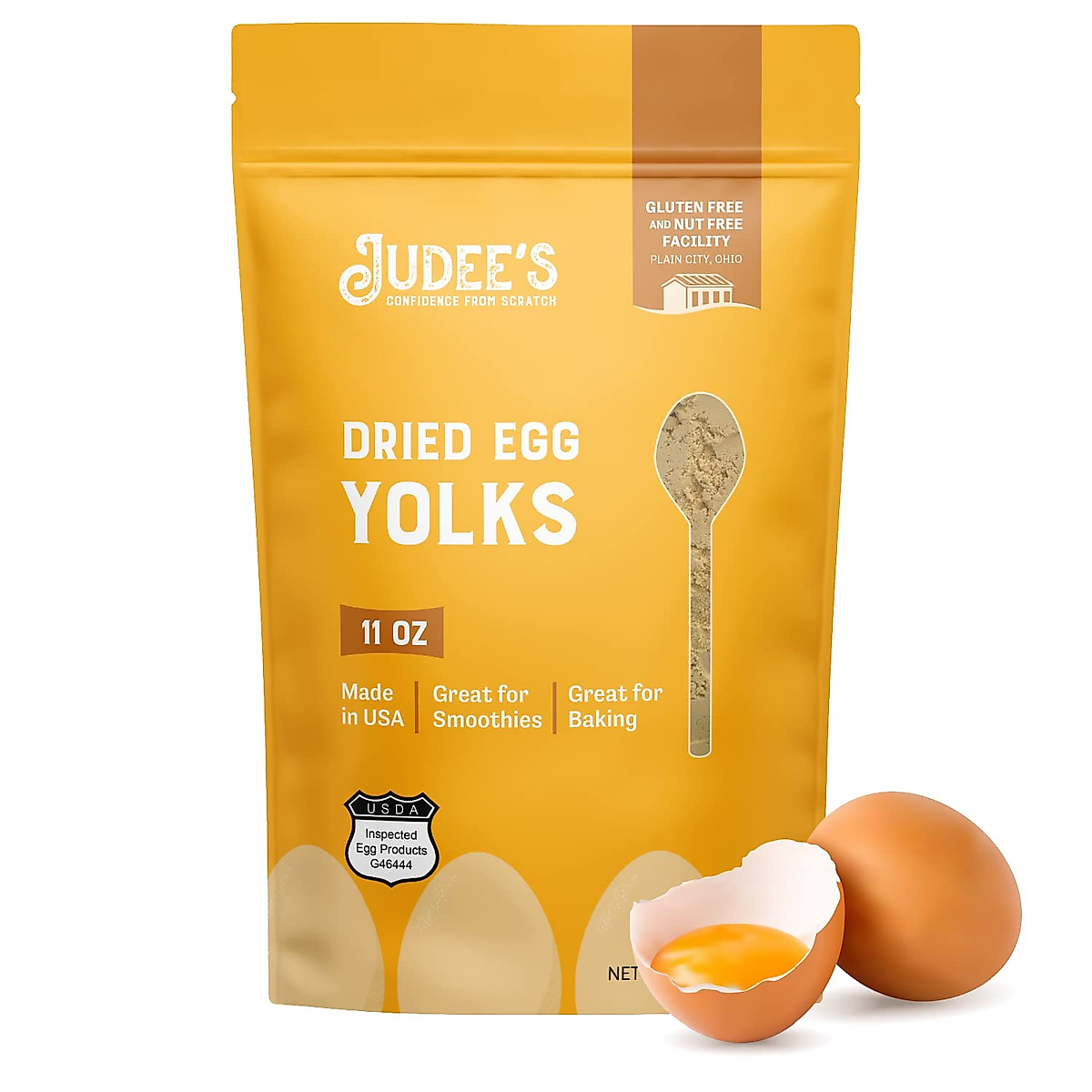 Judee's Gluten Free Dried Egg Yolk Powder - 11 oz, Gluten-Free for Baking, Sauces, Ice Cream & More - High-Protein - Powdered Eggs