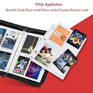 400 Pockets Trading Card Sleeves Binder Compatible with Football Cards, Zipper Binder Card Holder Fit for Baseball Card Binder with Sleeves