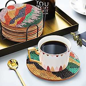 BABORUI 8Pcs Landscape Diamond Art Coasters, Small Diamond Art Kits for Adults Beginners, Diamond Art Kits for Boho House Decor