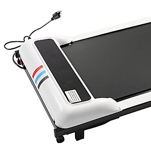 Flat Electric Walking Folding Treadmill, Portable Smart Safety Running Device Ultra Slim Under Desk Walking Pad Home Office Running Machine Remote Control LED Display 1-8km/h/0.62-4.97mph(Black)