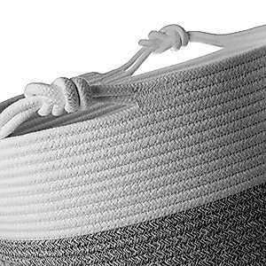 Large Cotton Rope Basket | Blanket Basket for Living Room | Woven Basket Use for Throw Pillow, Clothing, Toys Storage | Stylish Nursery Organizer | Baby Laundry Basket | Home Decor Addition