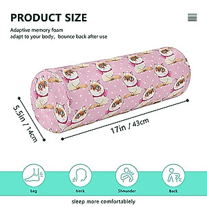 Vnurnrn Cute Cat Neck Support Pillow Round Neck Roll Bolster Cylinder Pillow Cervical Pillows Knee Pillow for Leg Knee Back Head Support for Gifts Camp Study Work