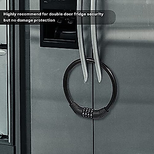 3 Pieces Fridge Freezer Refrigerator Cabinet Lock, 10000 Combinations Child Kids Safety Locks for French Doors, Safe Strap Kitchen Bathroom Doors RV No Screw Fridge Lock (Black, Blue, Orange)