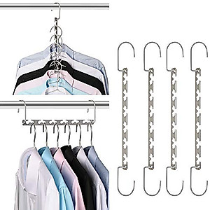 GEFTOL Space Saving Hangers Metal Hanger Magic Cascading Hanger Closet Clothes Organizer(4 Pack)