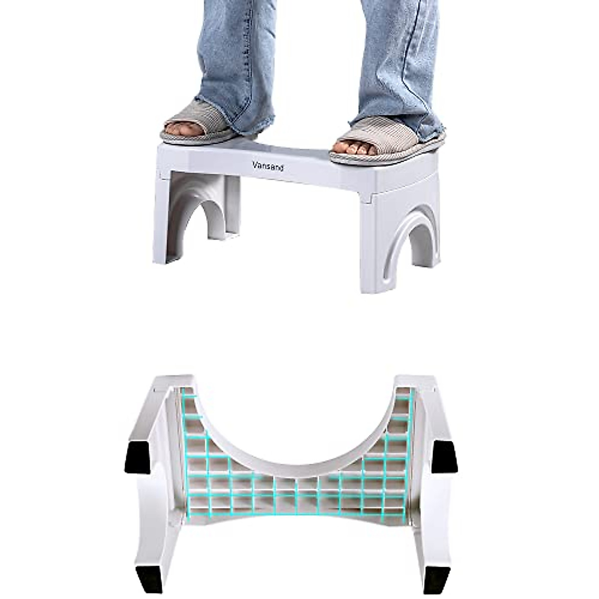 Vansand Toilet Foot Stool,Folding Toilet Stool,Squatting Toilet Potty Stool,Toilet Auxiliary Step,7.5Inch Height White